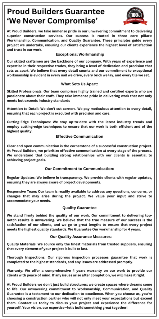 Our Guarantee – Proud Builders
